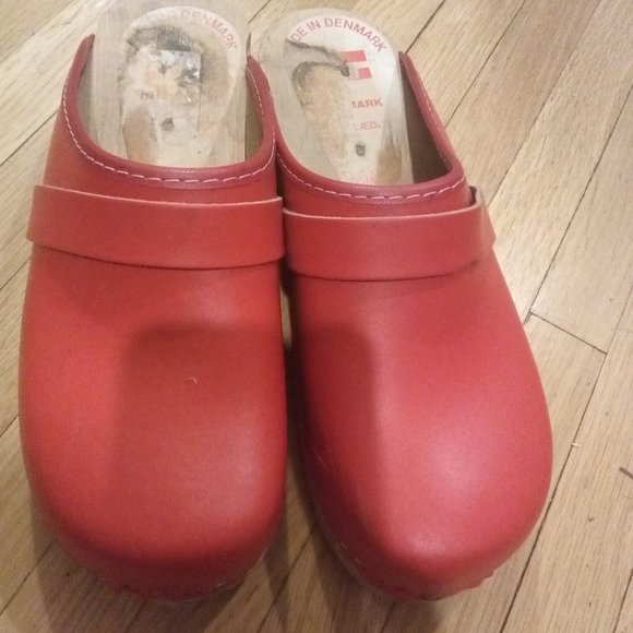 Denmark | Shoes | Vintage Red Danish Wooden Clogs Made In Denmark 38 ...